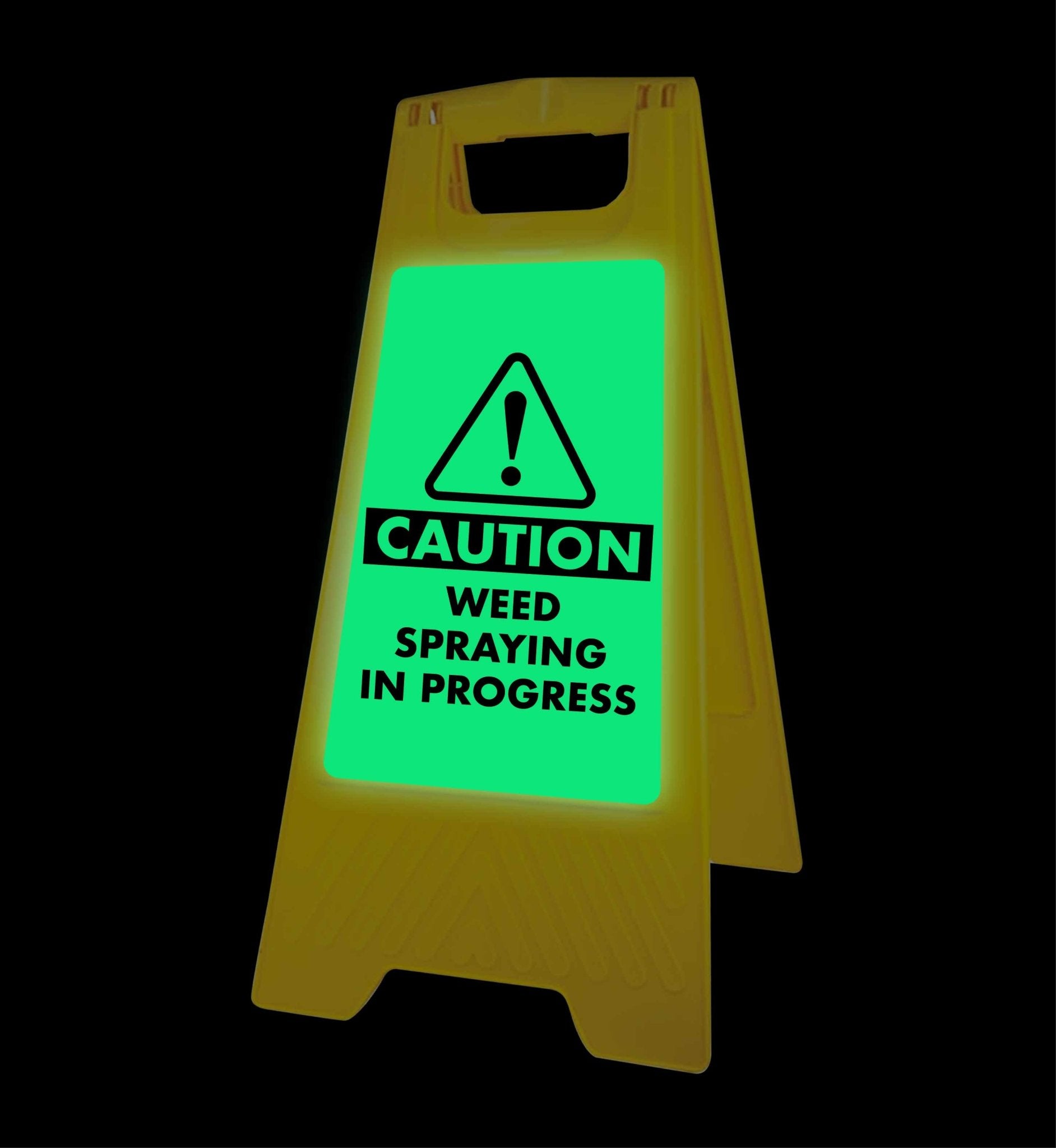 Glow In The Dark - Yellow A-Frame - Caution Weed Spraying – New Signs