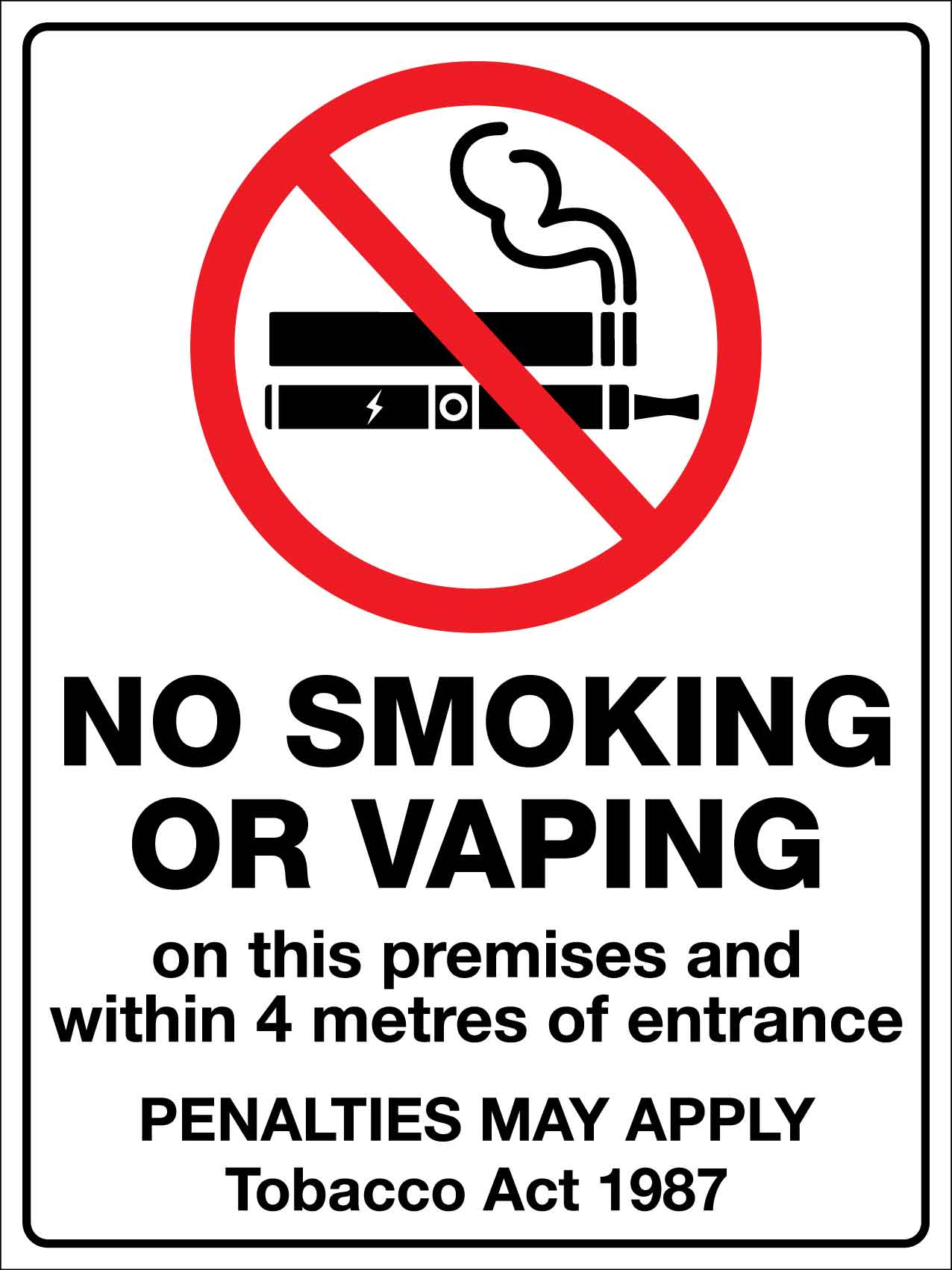 No Vaping Signage – New Signs