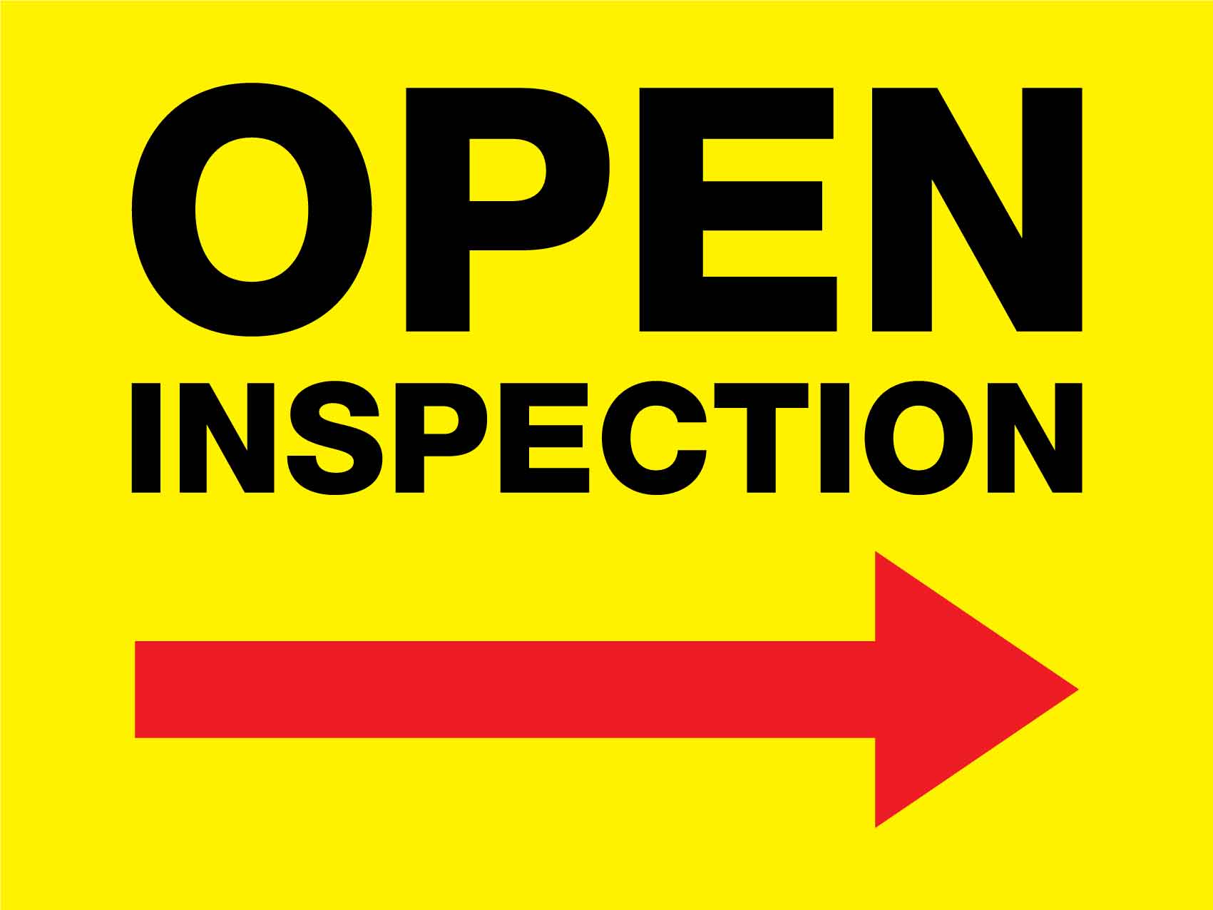 Open Inspection Right Arrow Yellow Sign – New Signs