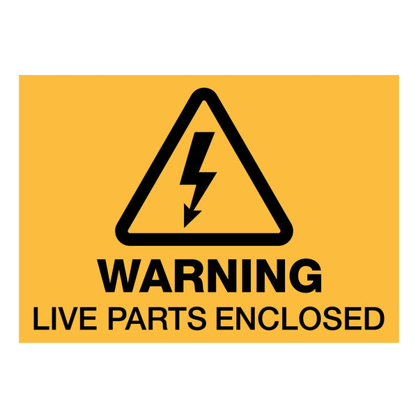 Warning Live Parts Enclosed (Rectangle) Decal – New Signs