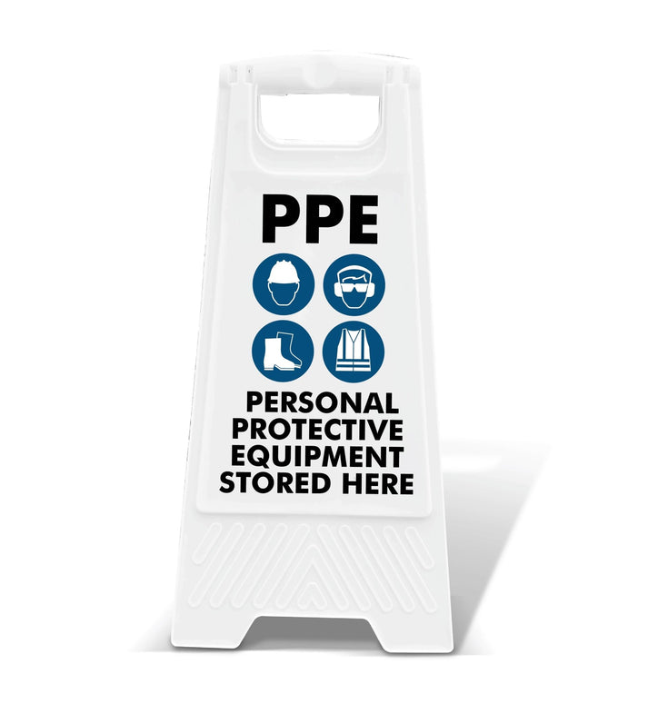 White A-Frame - PPE Personal Protective Equipment Stored Here Symbol ...