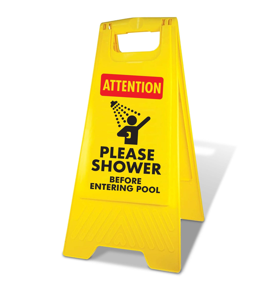 Yellow A-Frame - Attention Please Shower Before Entering Pool – New Signs