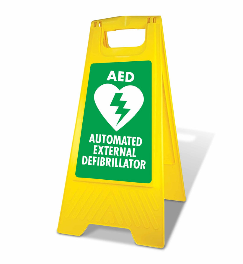Yellow A-Frame - Automated External Defibrillator – New Signs