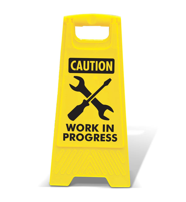 Yellow A-Frame - Caution Work In Progress Symbol – New Signs