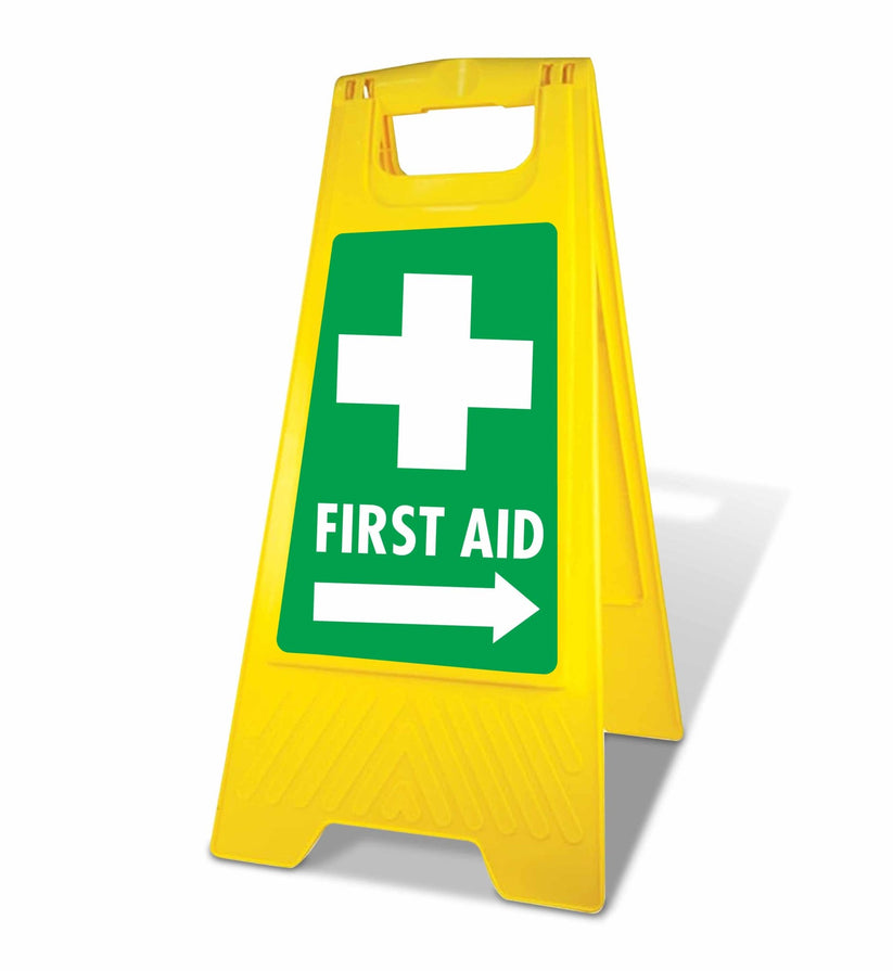 Yellow A-Frame - First Aid Arrow – New Signs
