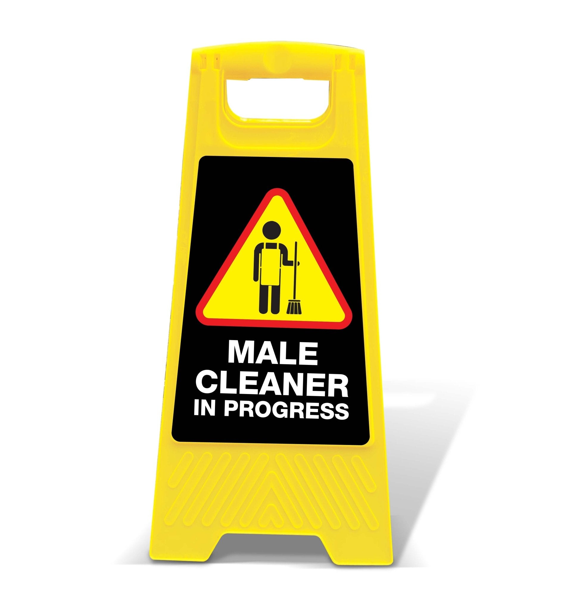 Yellow A-Frame - Male Cleaner In Progress Black – New Signs