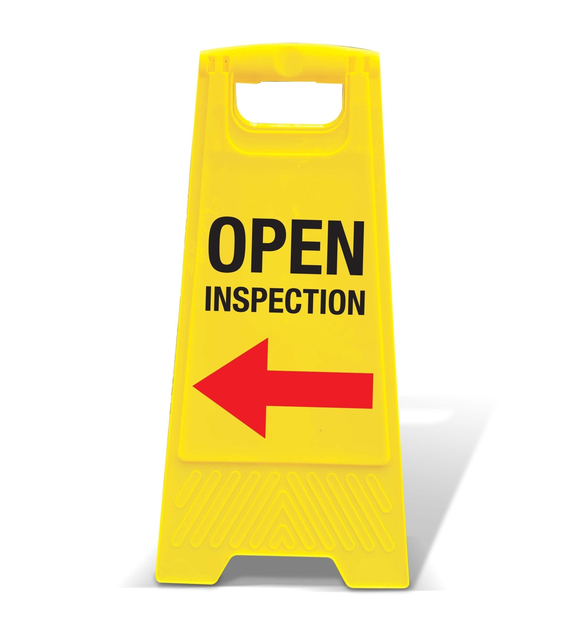 Yellow A-Frame - Open Inspection Left Arrow – New Signs