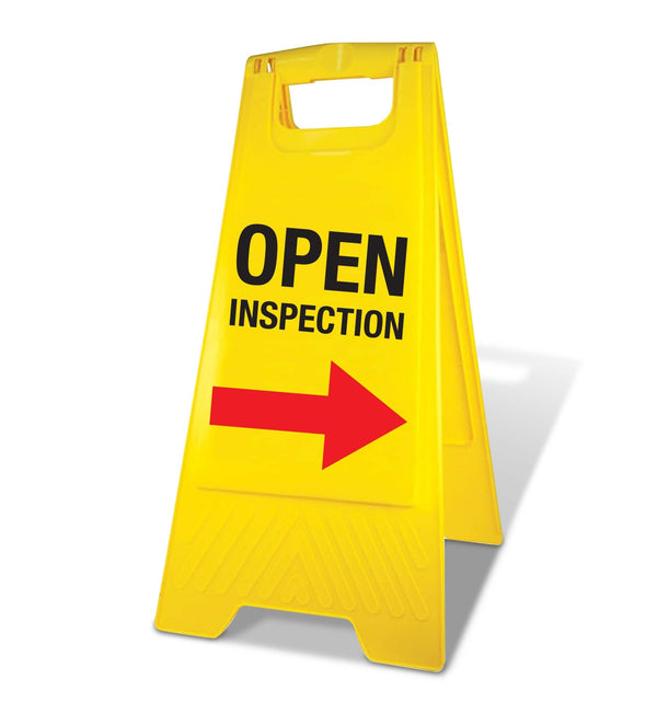 Yellow A-Frame - Open Inspection Right Arrow – New Signs