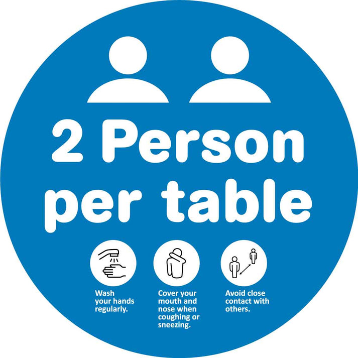 2 People Per Table Decal – New Signs