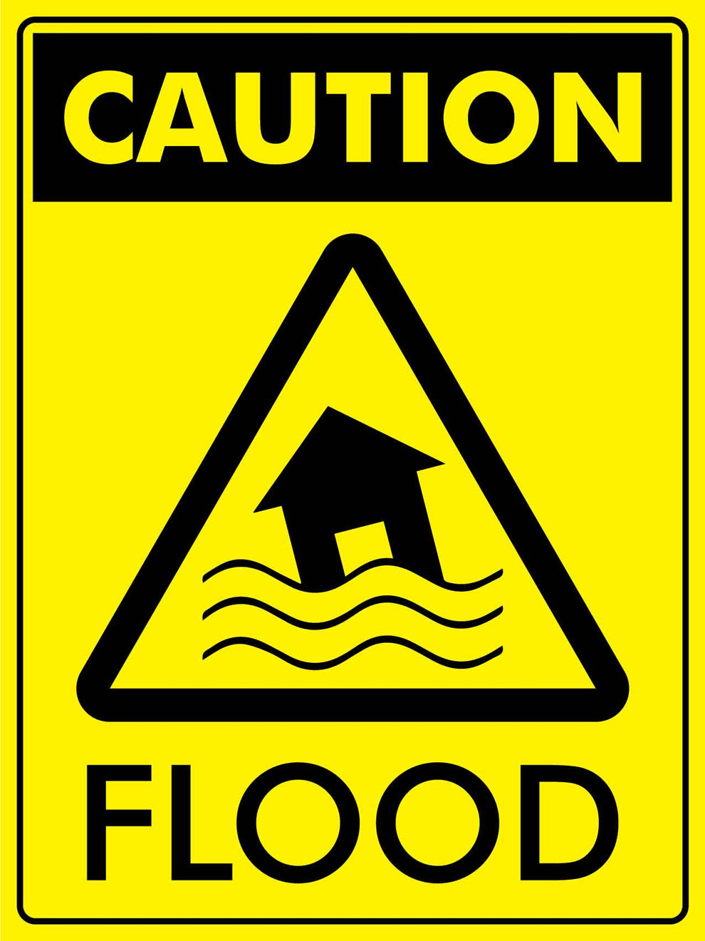 Caution Flood Bright Yellow Sign – New Signs