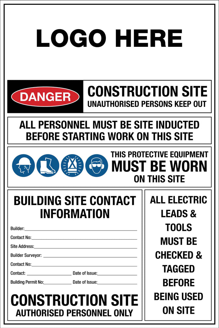 Construction Site Entry Signs & Building Site Entry Signage – New Signs