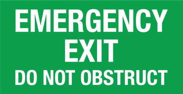 Emergency Exit Do Not Obstruct Green Small Sign – New Signs
