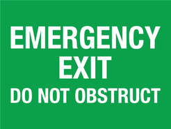 Emergency Exit Do Not Obstruct Green Sign – New Signs