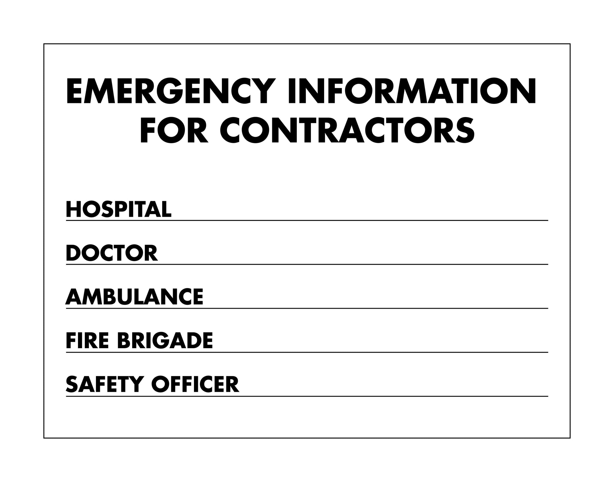 Emergency Information Sign – New Signs