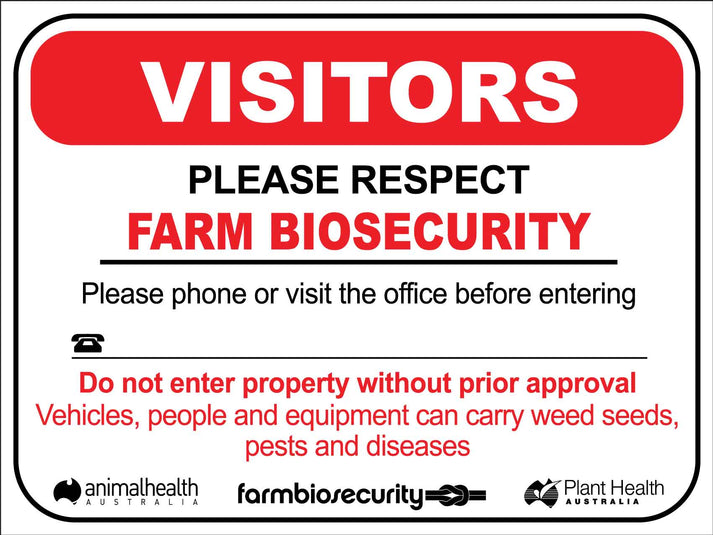 Farm Biosecurity Visitors Logos Sign - Australian Made – New Signs