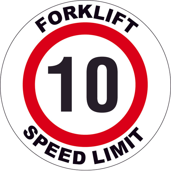 Forklift Speed Limit 10 Decal – New Signs