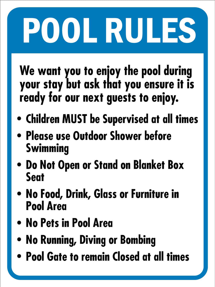 Pool Rules 4 Sign – New Signs