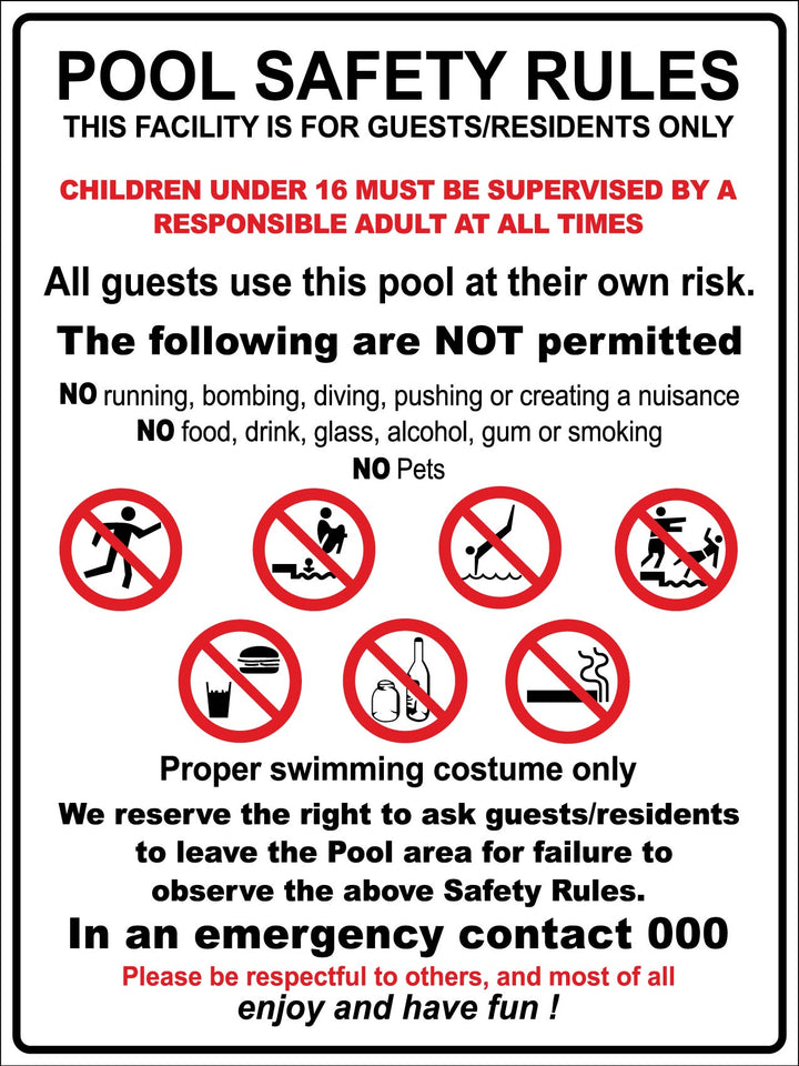 Pool Rules Signs | Custom Pool Rules Signage – New Signs