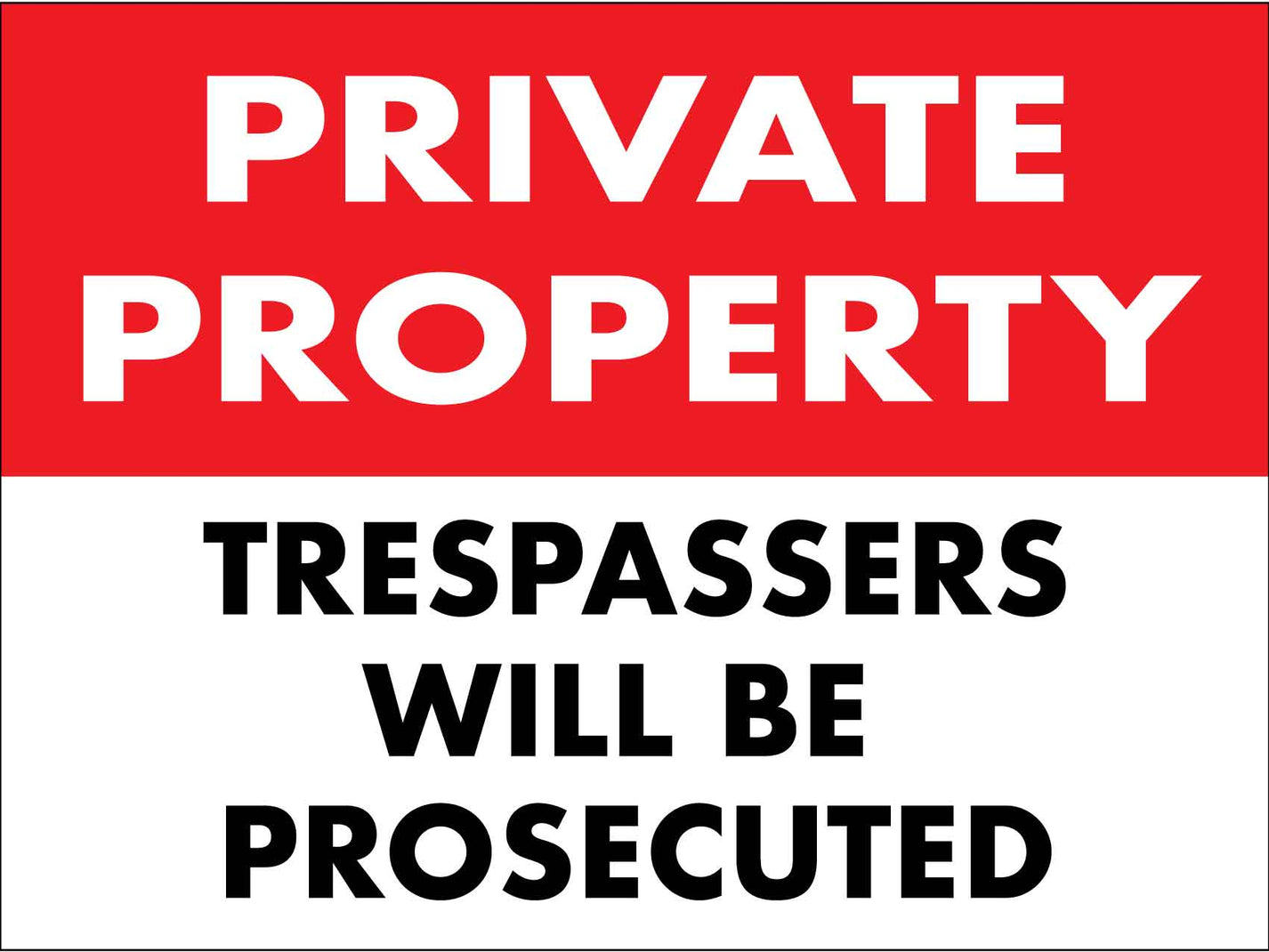 Private Property Trespassers Will Be Prosecuted Sign – New Signs
