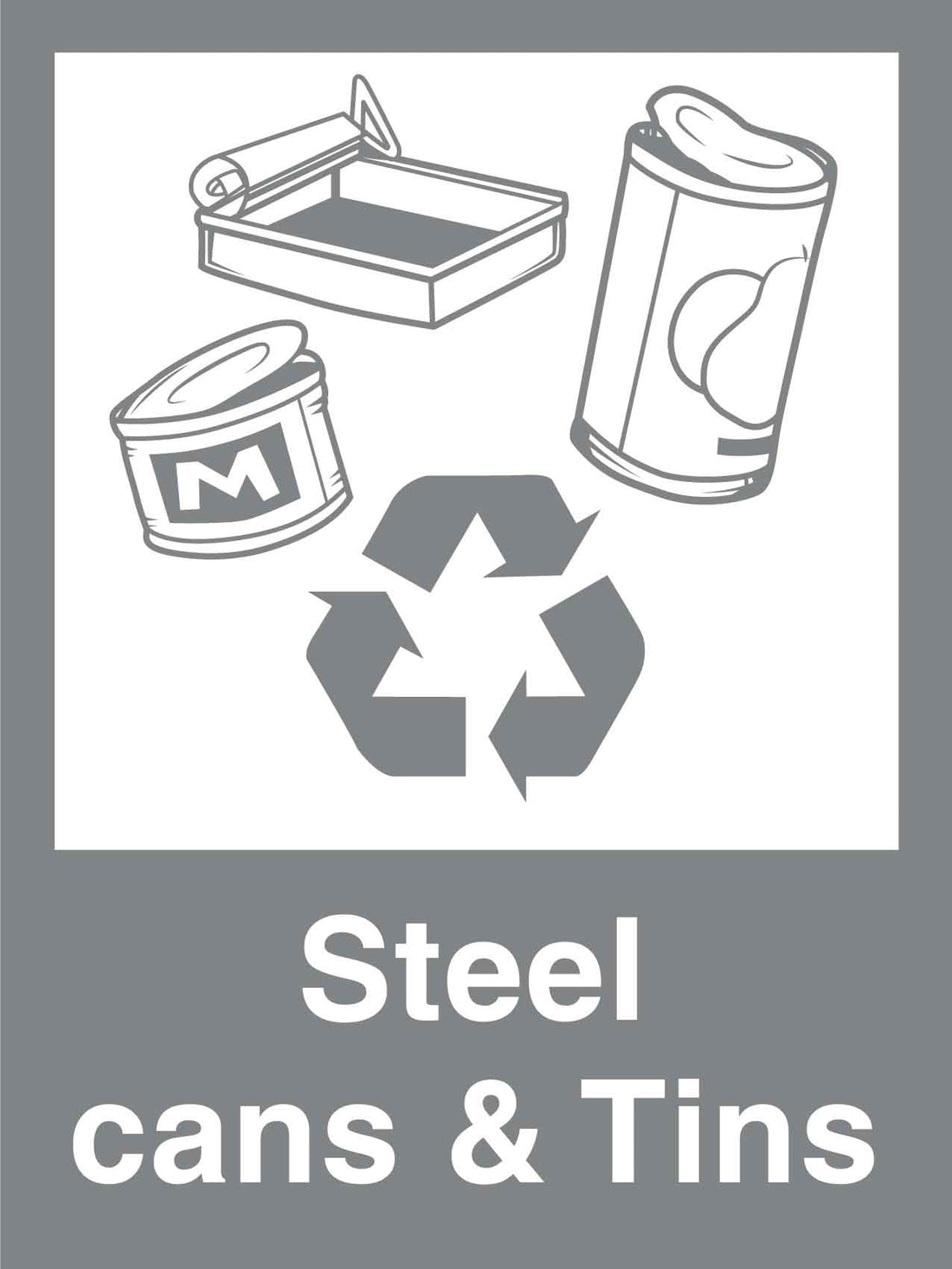 Recycle Steel Cans & Tins Sign – New Signs
