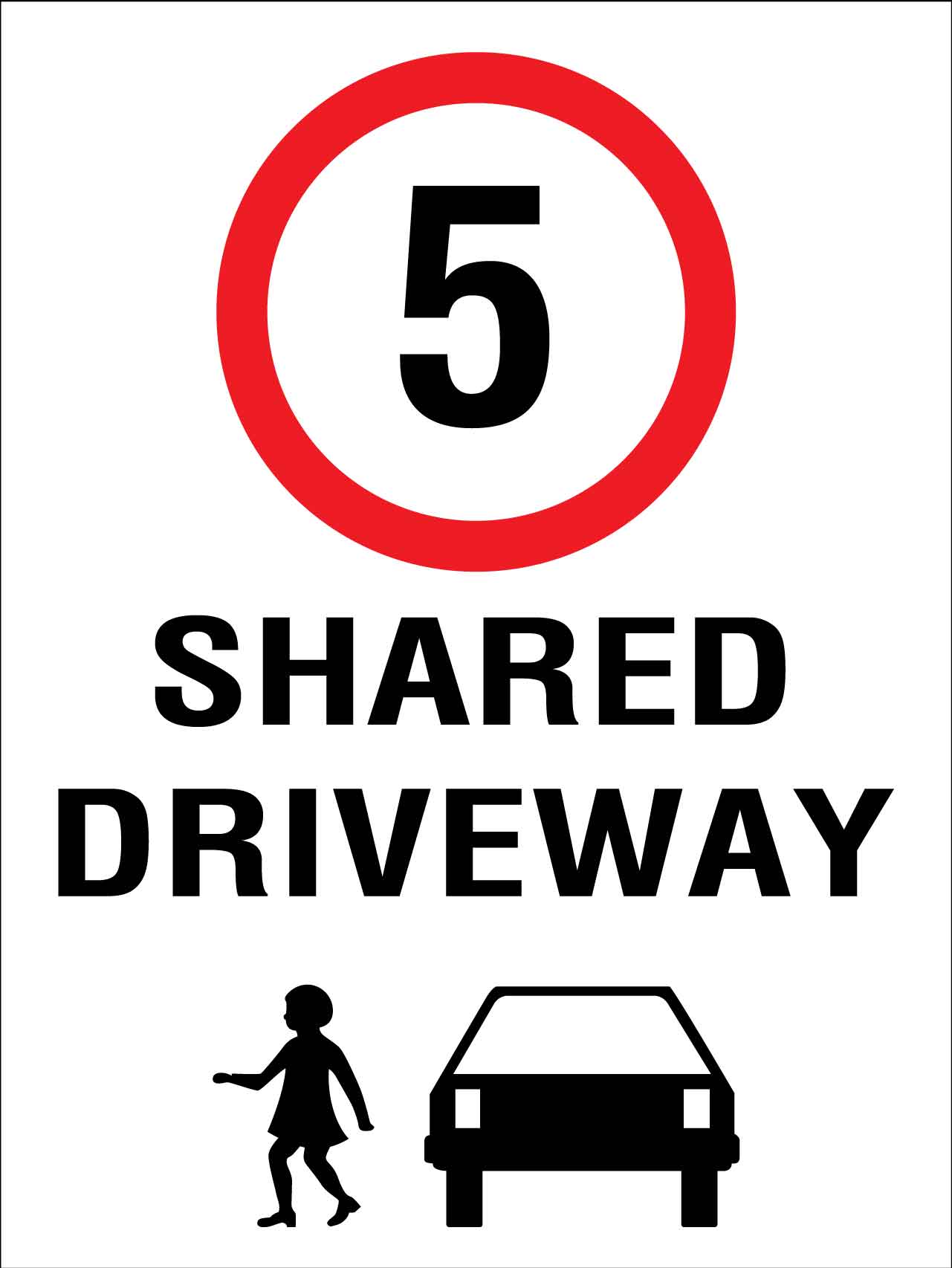 Shared Driveway 5km Speed Limit Sign – New Signs