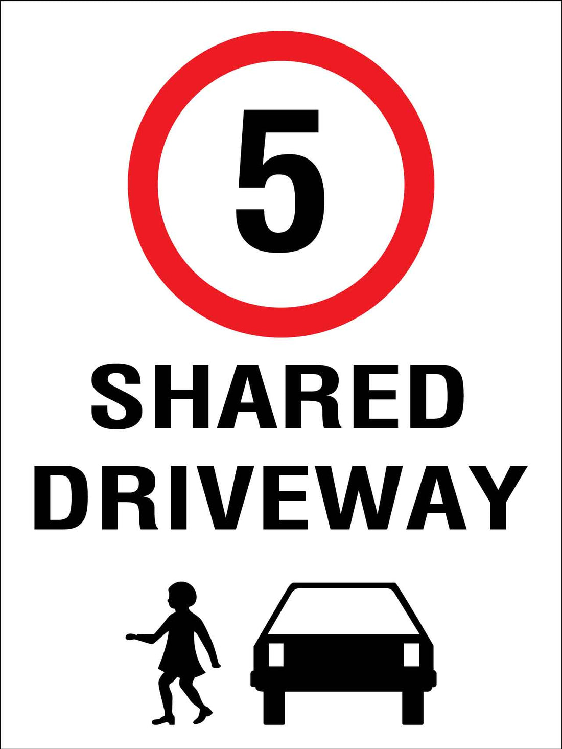 Shared Driveway 5km Speed Limit Sign – New Signs