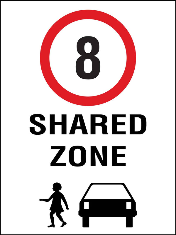 Shared Zone 8km Speed Limit Sign – New Signs