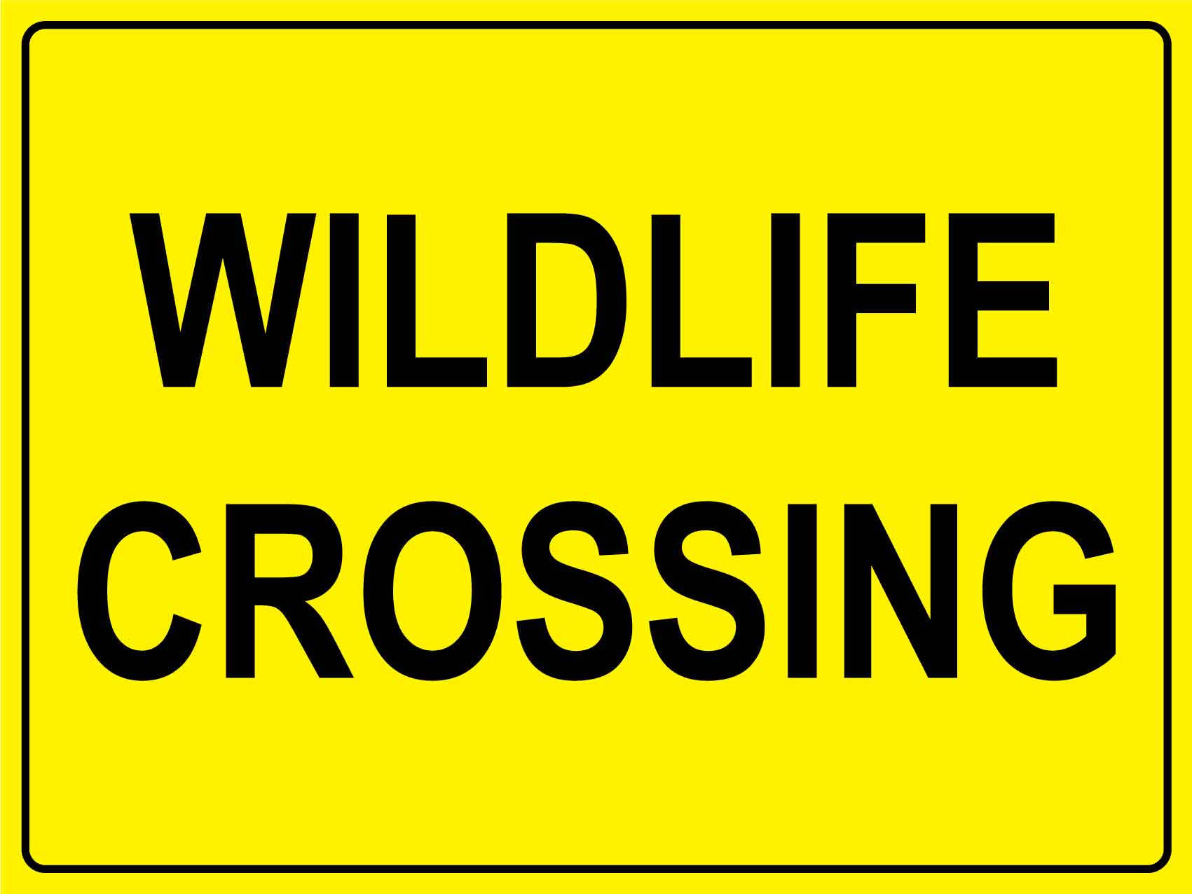 Wildlife Crossing Bright Yellow Sign – New Signs