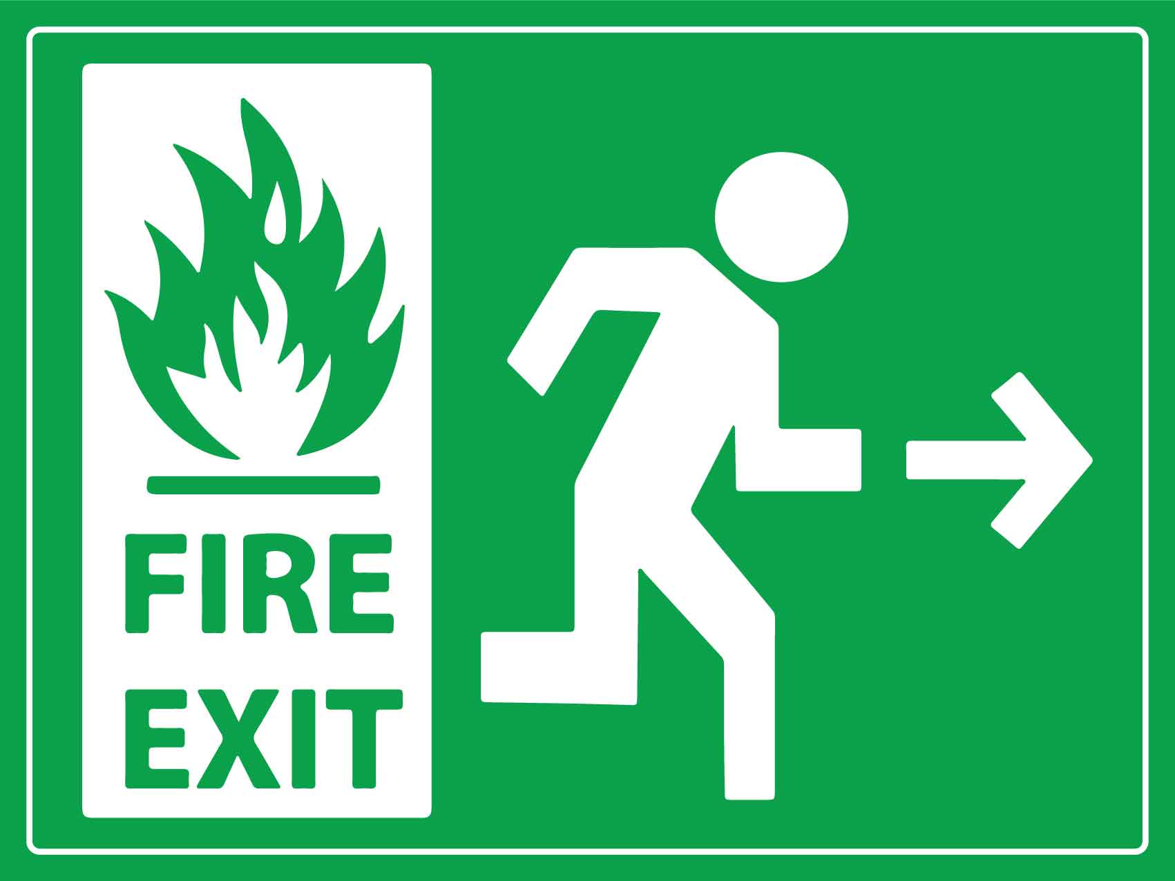 Fire Exit Running Man (Right Arrow) Sign – New Signs